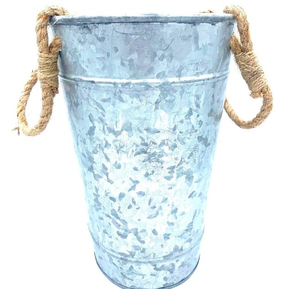 Accents | Metal Bucket With Happy Harvest 1 Tall And 9 12 Wide Rope ...
